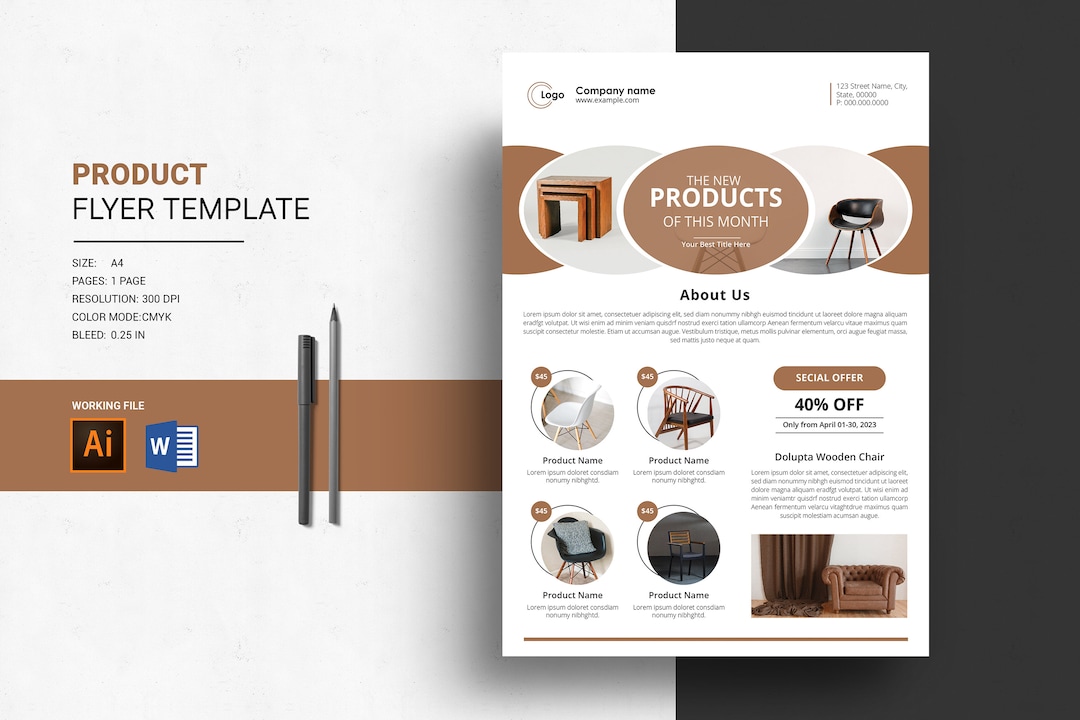 Product Flyer Template MS Word Template Illustrator Template Product ...