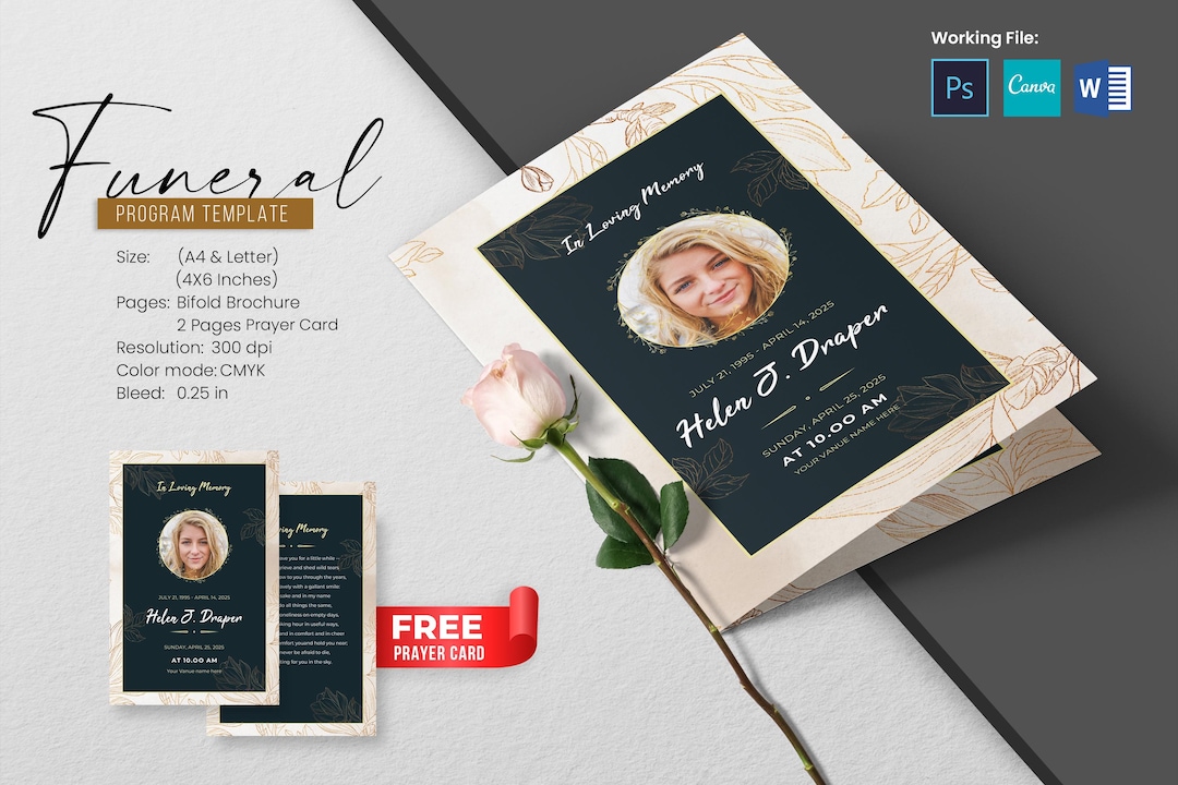 Funeral Program Template | MS Word & Photoshop Template | Canva Design ...