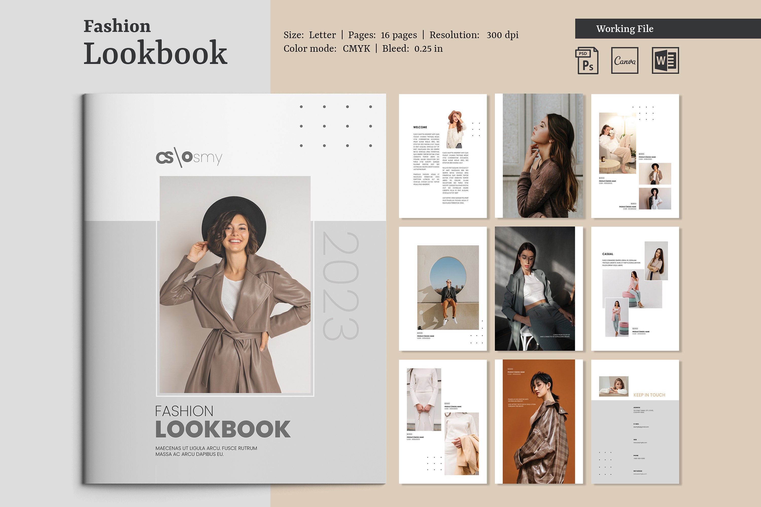 Fashion Lookbook Template | Printable Photography Magazine Template ...
