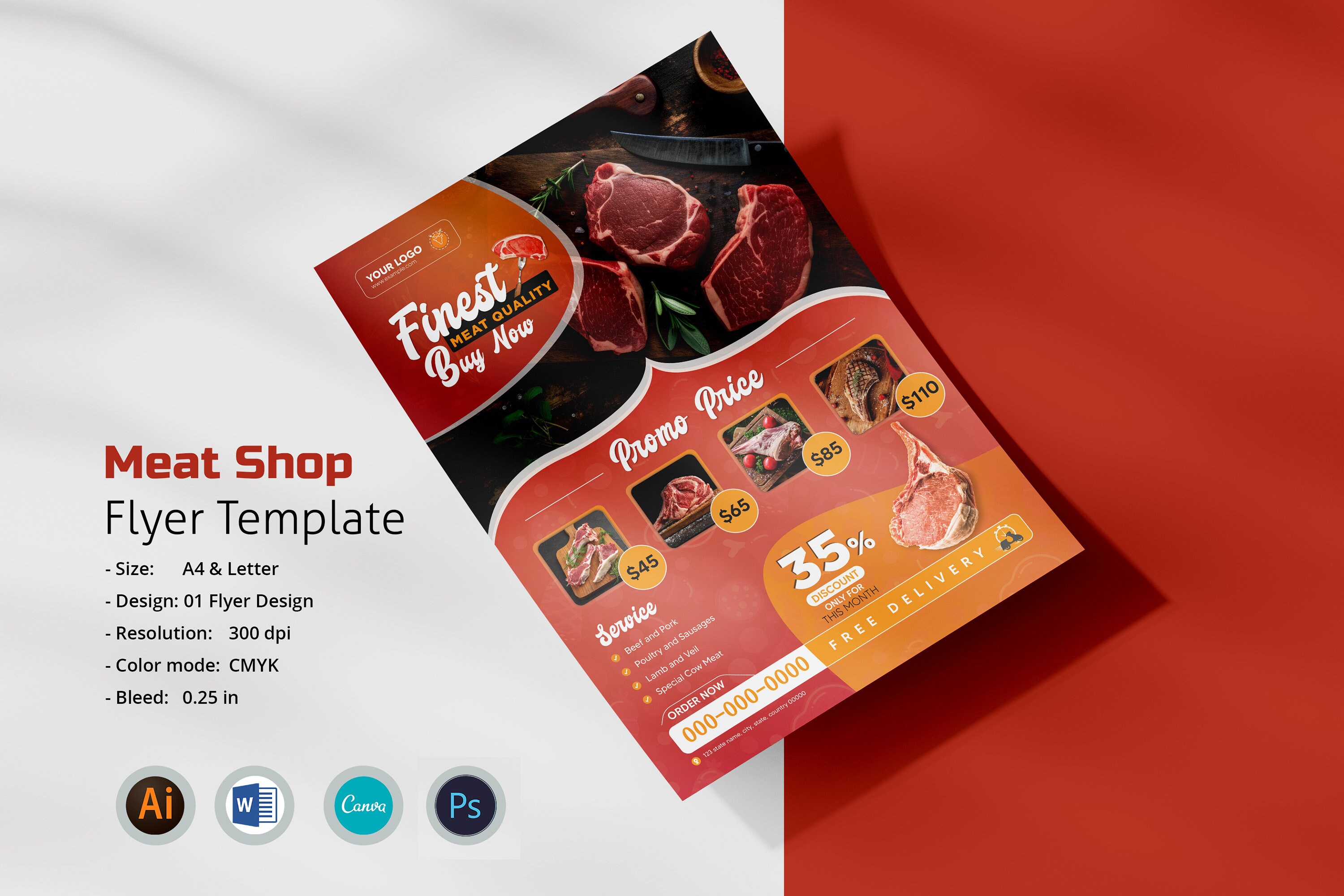 Meet Shop Flyer | Photoshop & MS Word Template | Illustrator and Canva ...