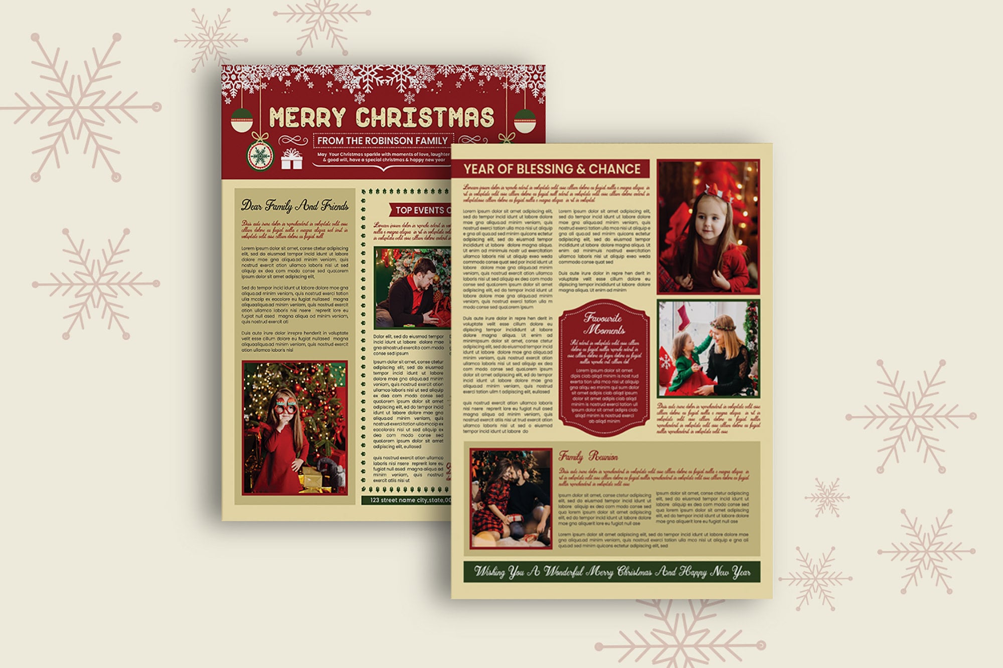 Christmas Newsletter Template | Photoshop and MS Word Template ...