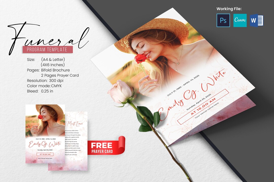 Funeral Program Template | MS Word & Photoshop Template | Canva Design ...