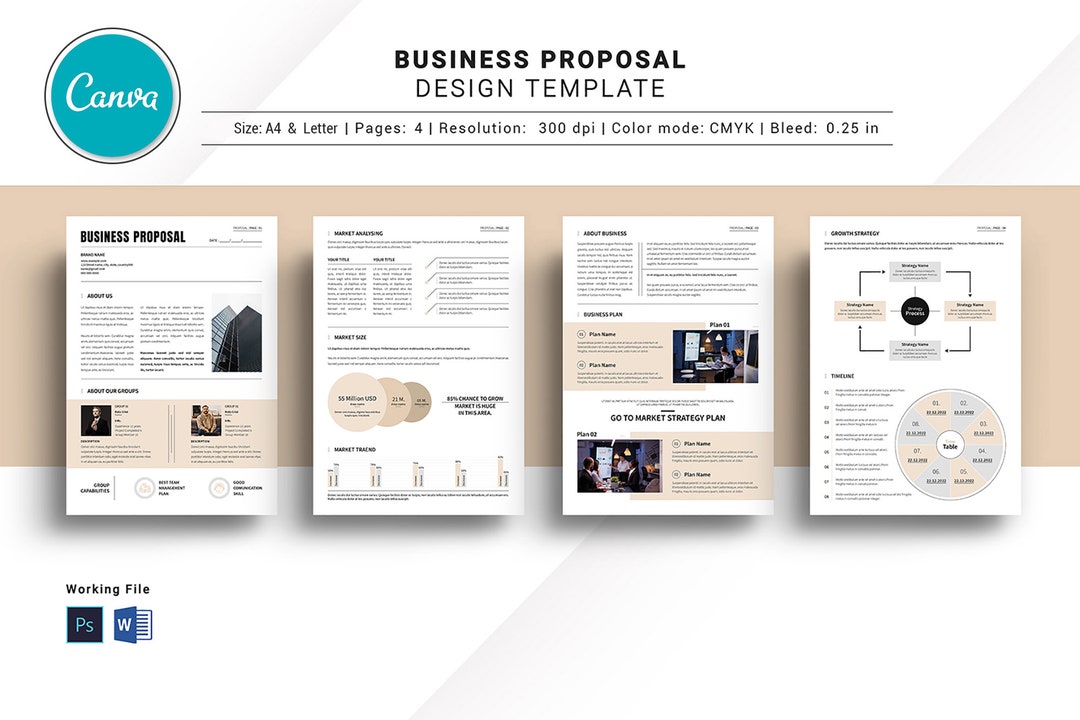 Business Proposal Template | MS Word & Photoshop Template | Instant ...