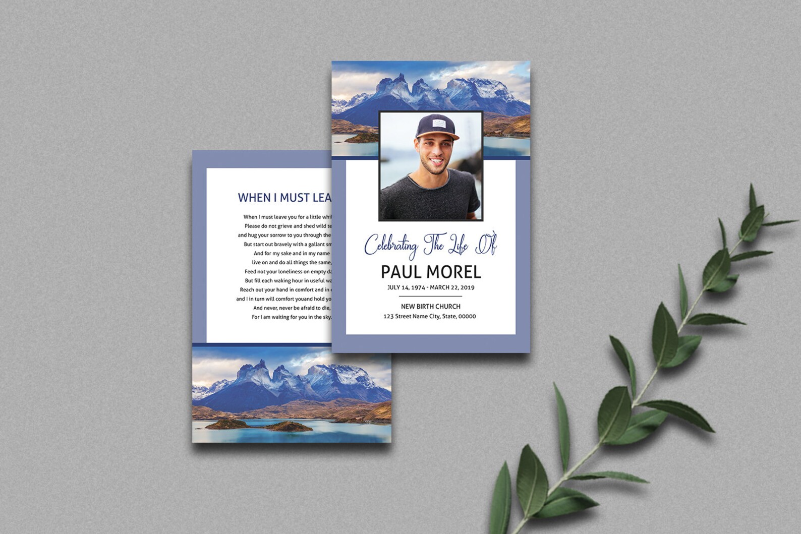 Funeral Prayer Card Template Printable Memorial Prayer Card, Editable ...