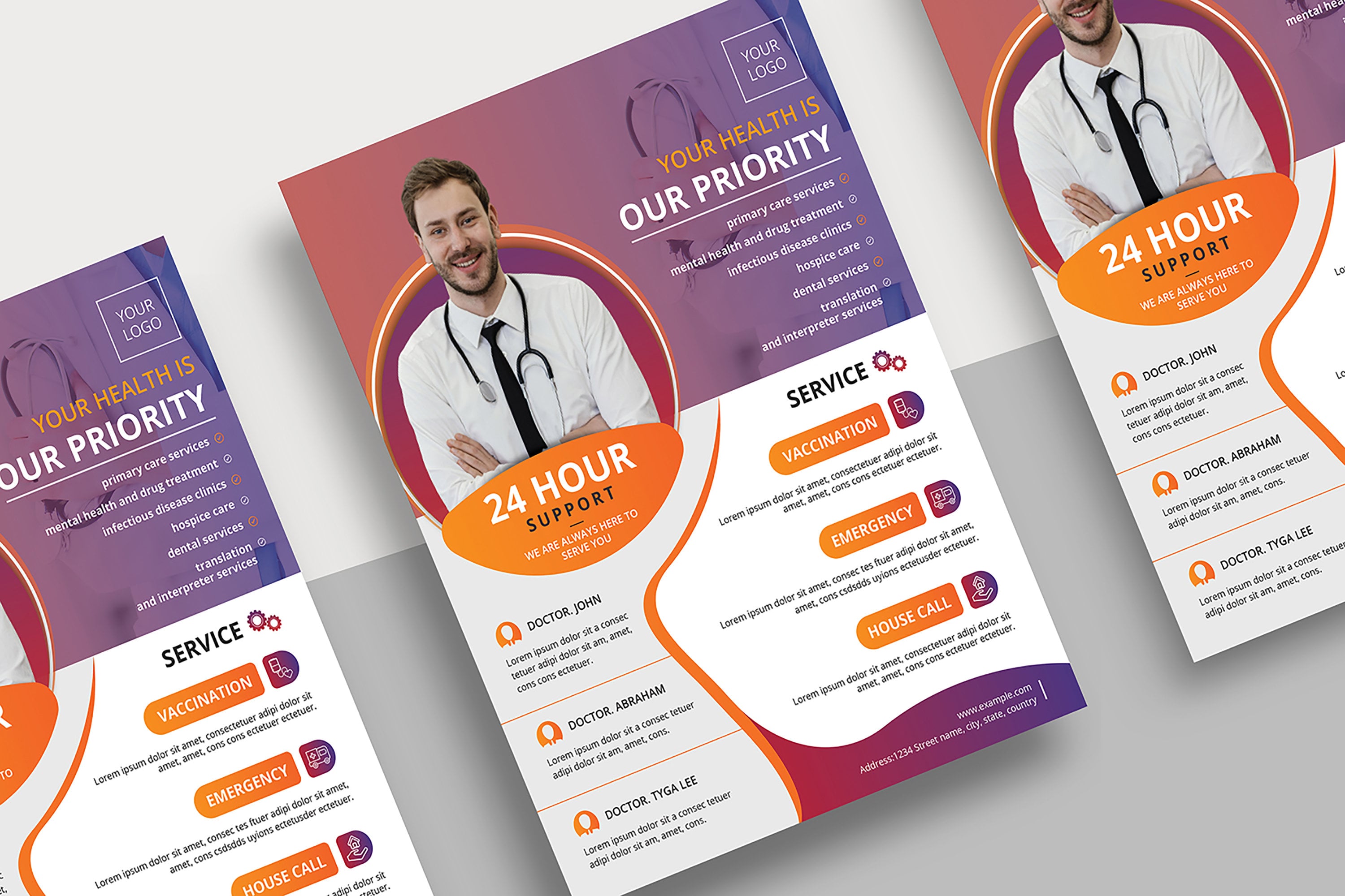 Medical Hospital Service Flyer | Health Care Clinic | Illustrator , MS ...