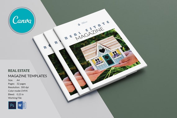 Real Estate Magazine MS Word Canva & Photoshop Template - Etsy