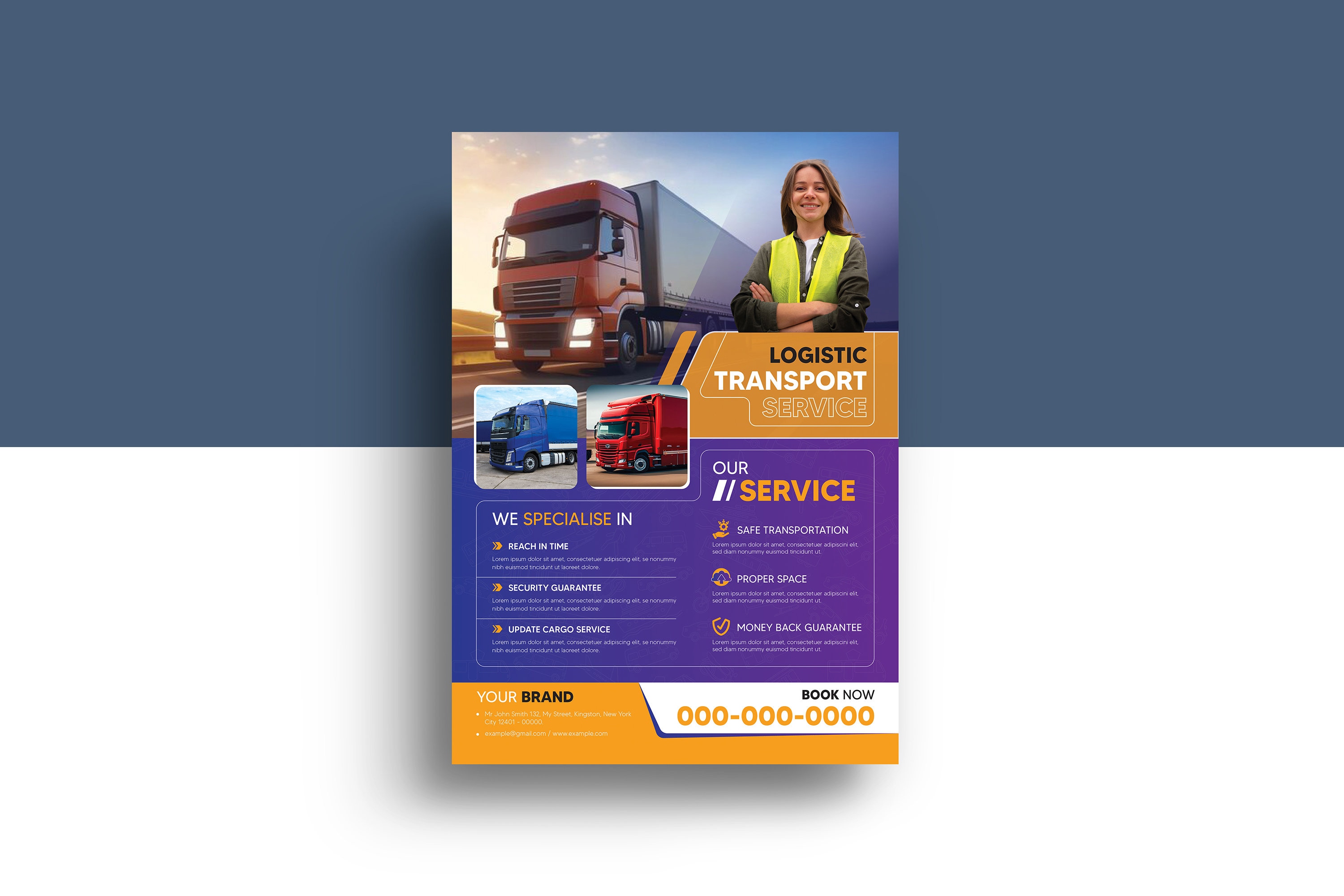 Transport Service Flyer | Illustrator File | MS Word and Canva Design ...