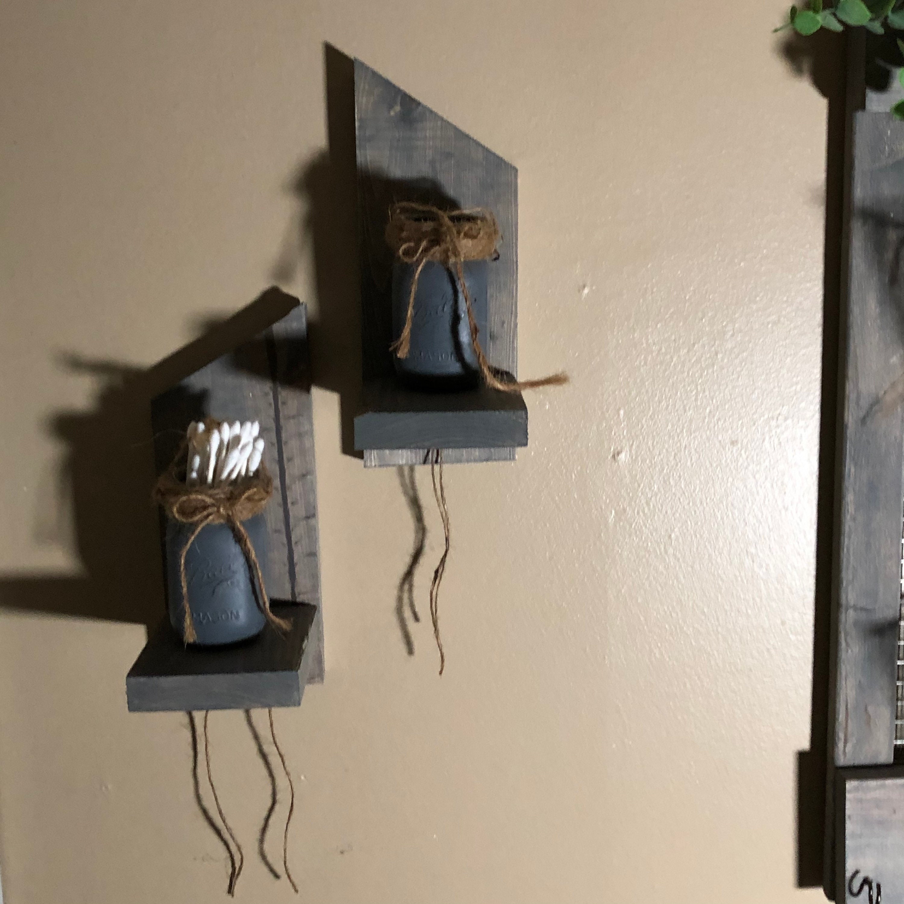 6 Piece Wooden Ladder Organizer Shelves and Wall Sconce Set | Etsy