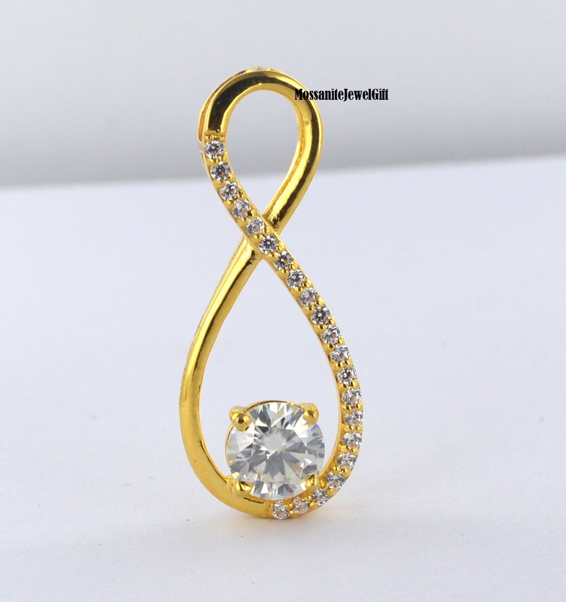 Moissanite Pendant 1.00 Ct 14kt Solid Yellow Gold Halo | Etsy