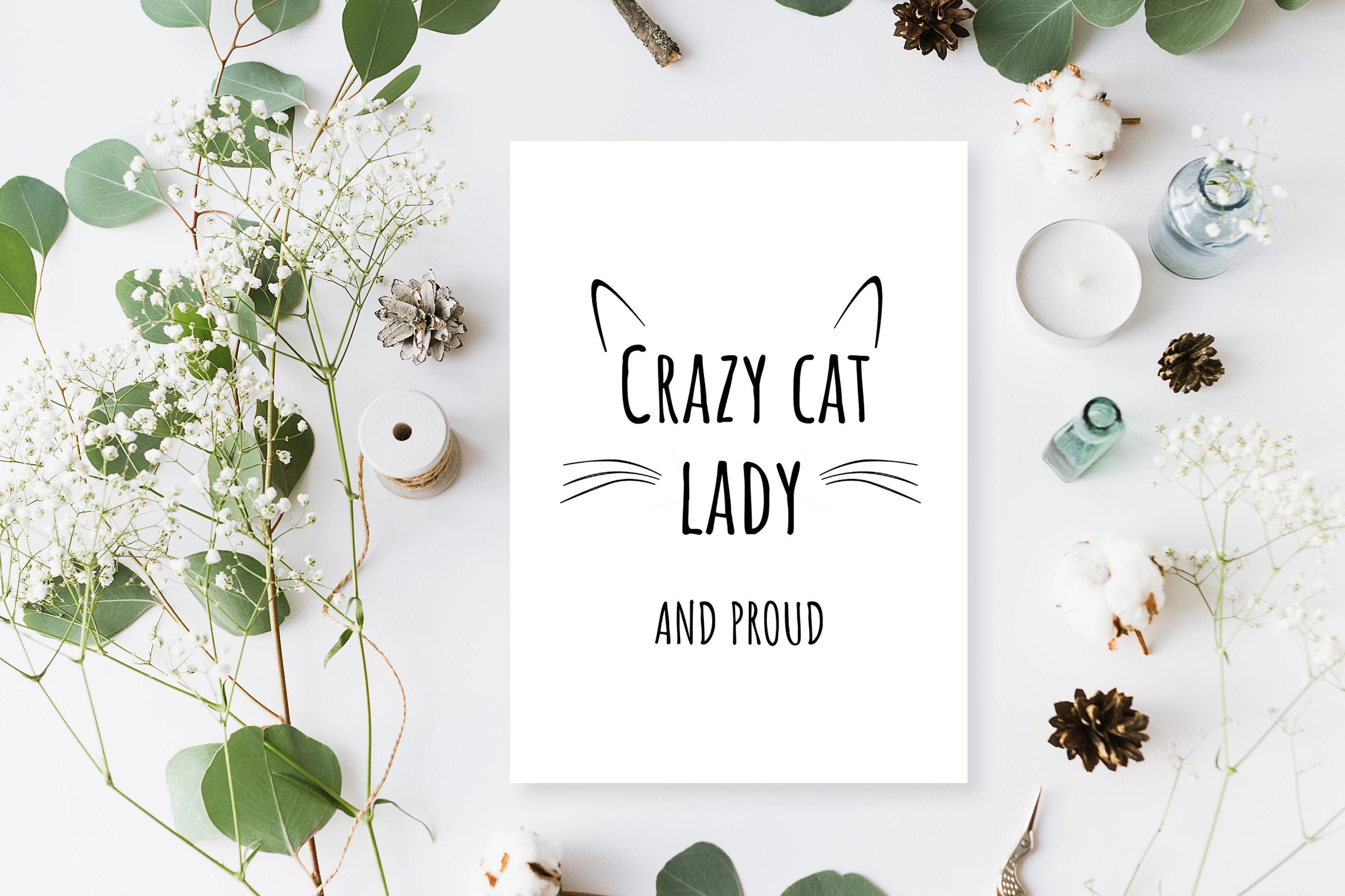 Cat Print, Cat Poster, Cat Wall Art, Pet Wall Art, Crazy Cat Lady Print ...