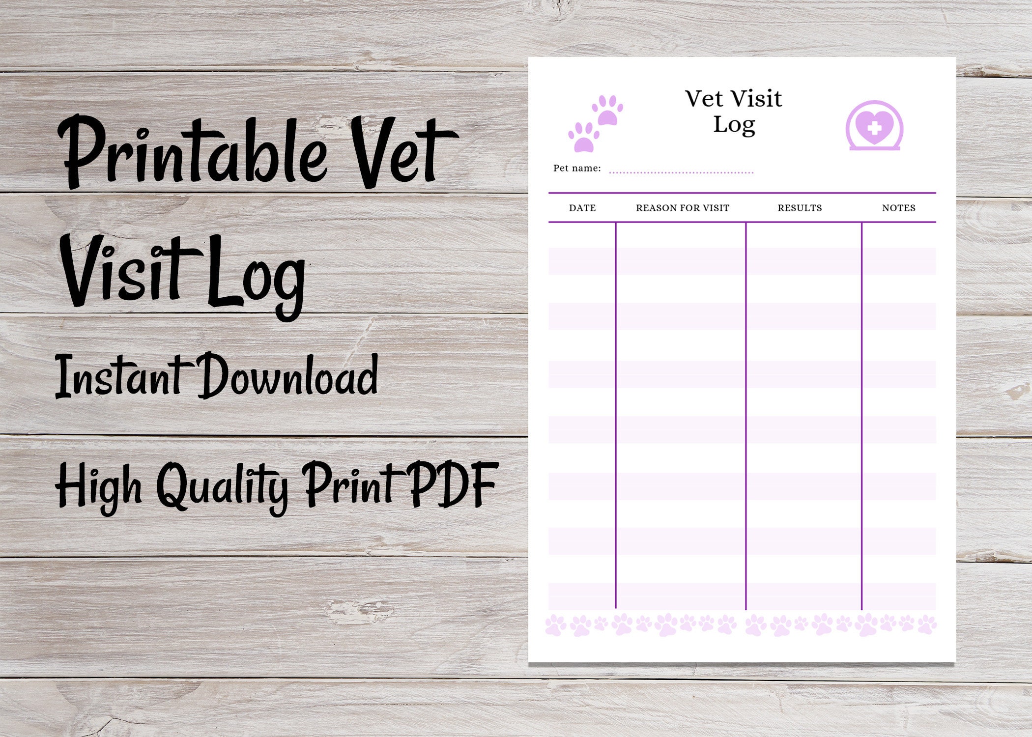 Printable Vet Visit Tracker, Pet Binder Printable PDF, Pet Health ...