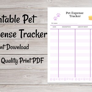 Printable Pet Expense Tracker, Pet Planner Pet Binder Insert, Dog ...