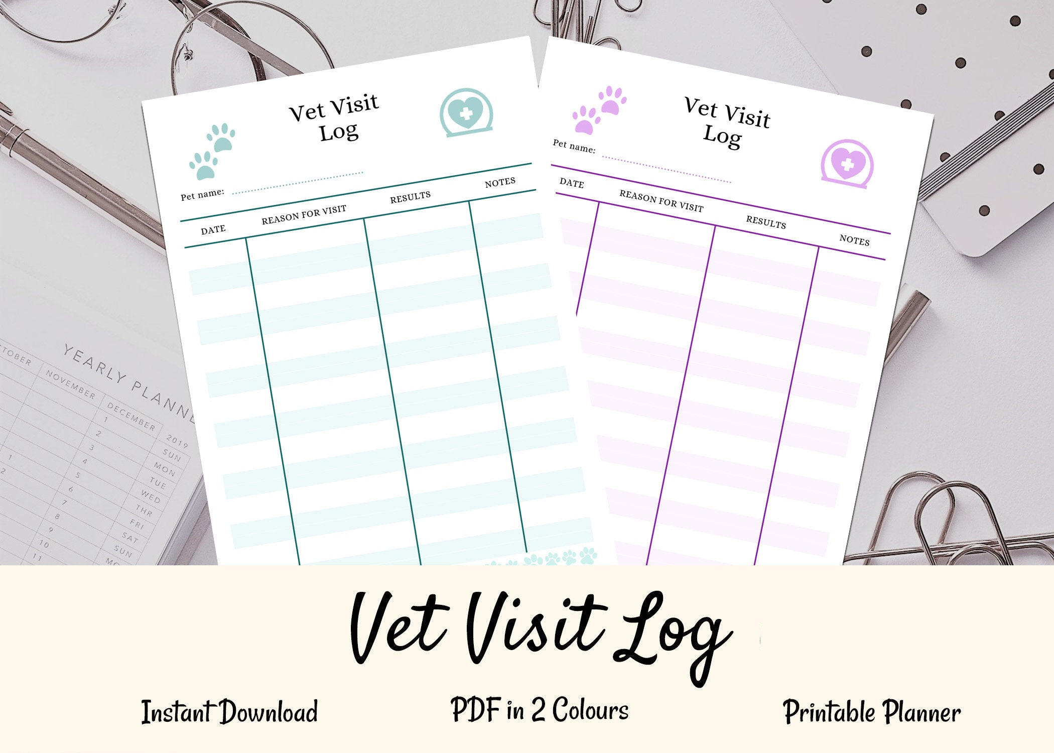 Printable Vet Visit Tracker, Pet Binder Printable PDF, Pet Health ...