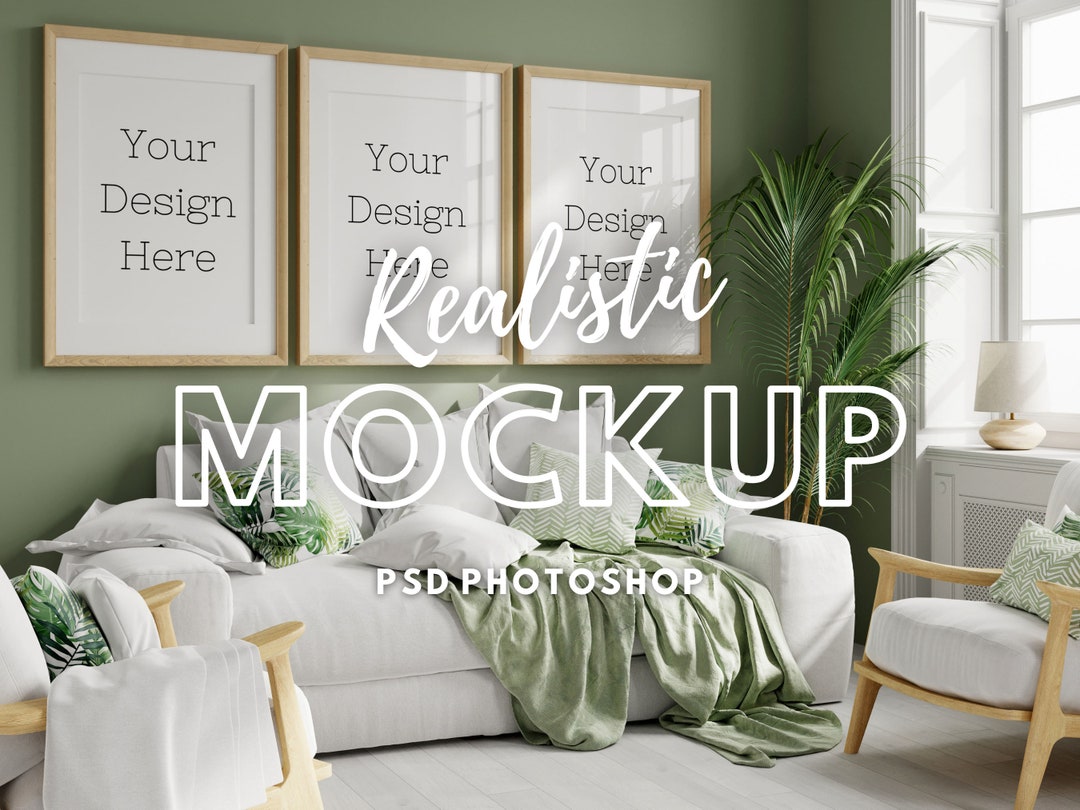 Realistic 3 Frames Mockup | Din A Size Mockup | A4 Portrait Frame ...