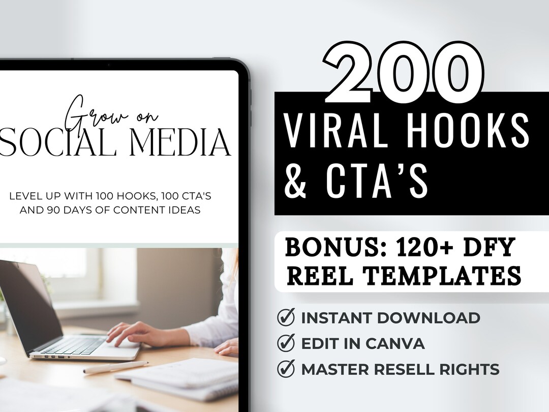 200 Viral Hooks & Cta's, 90 Days of Social Media Posts, 120 DFY ...