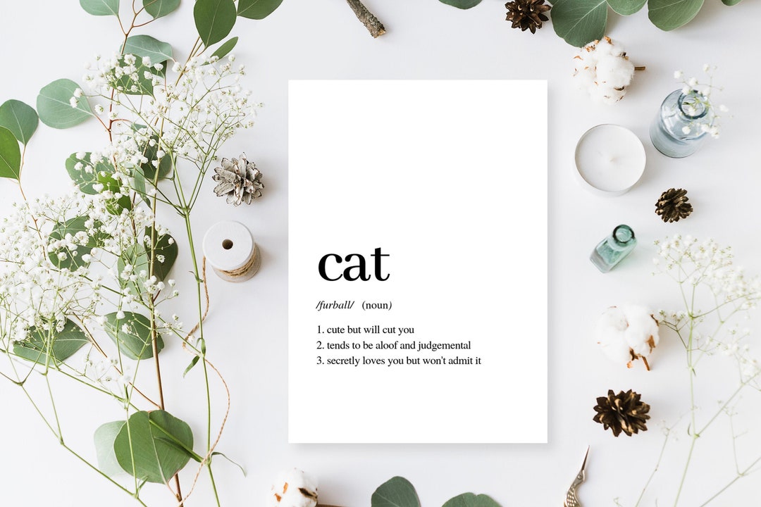 Cat Definition Printable Poster, Cat Wall Art, Pet Home Decor, Cat ...