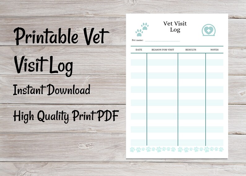 Printable Vet Visit Tracker, Pet Binder Printable PDF, Pet Health ...