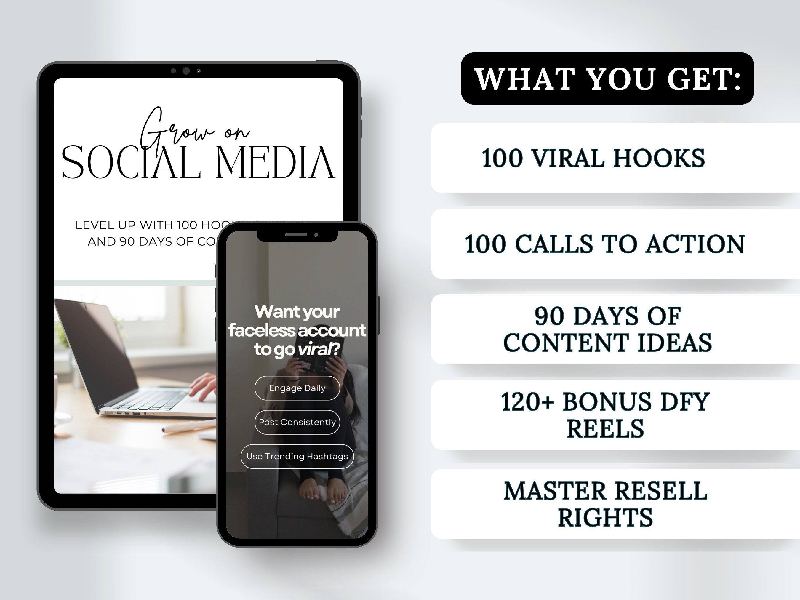 200 Viral Hooks & Cta's, 90 Days of Social Media Posts, 120 DFY ...