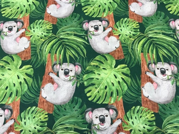 KOALAS fabric cotton fabrics 100% cotton poplin fabrics per | Etsy