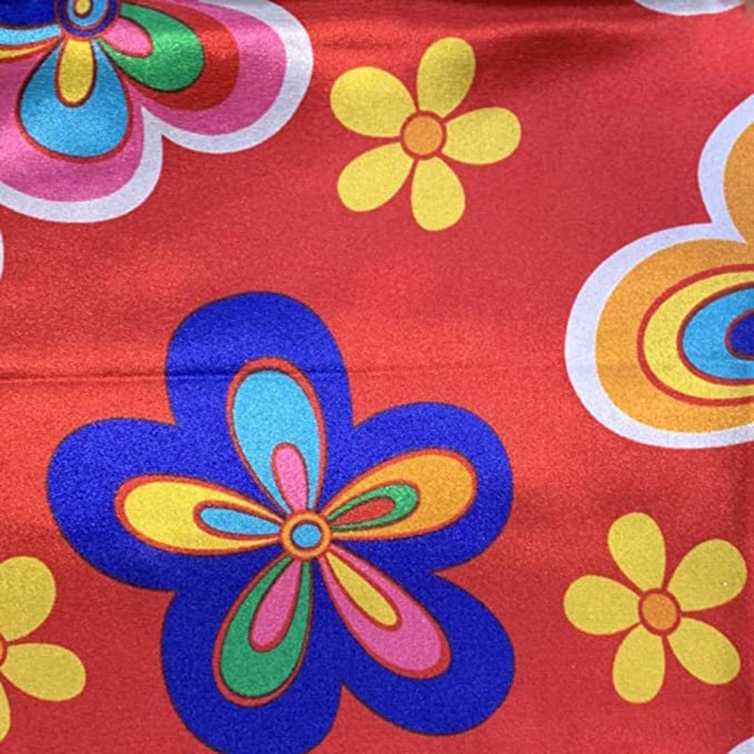 Carnival Fabric, HIPPIE FLOWER SATIN Fabric, Costume Fabrics, Craft and ...