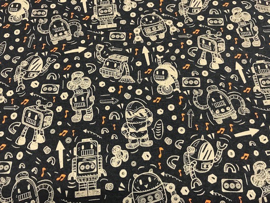 Sweatshirt Fabric, ROBOTS Jersey Fabric, Knitted Fabrics, Cotton ...