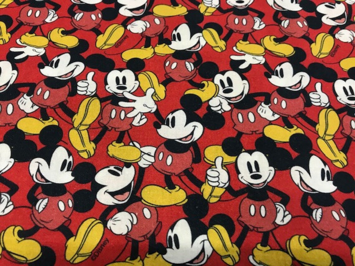 Disney Fabric MICKEY MOUSE Fabric RED Colors Poplin Cotton - Etsy UK