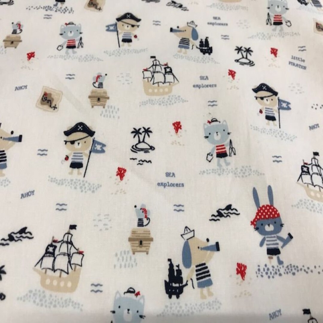 Cotton Fabrics, Fabrics by the Meter, PIRATES BEARS Fabric, Organic ...