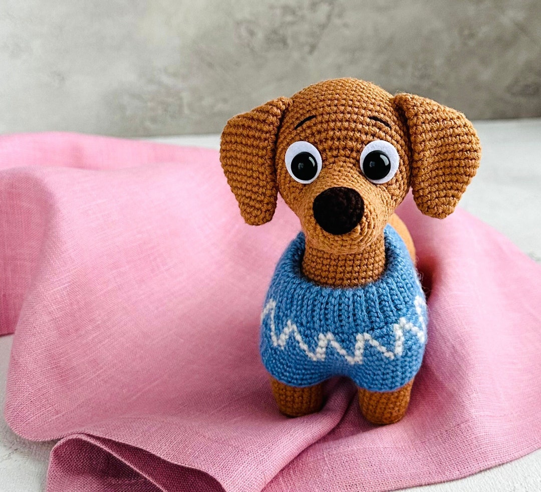 Crochet Pattern Dog Dachshund, Easy Crochet Pattern Toy Puppy Dachshund ...