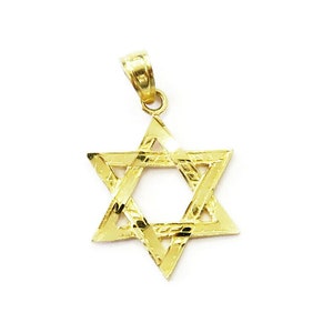 14K Yellow Gold Jewish Star of David Charm Necklace Pendant ~ 1.0g - Etsy