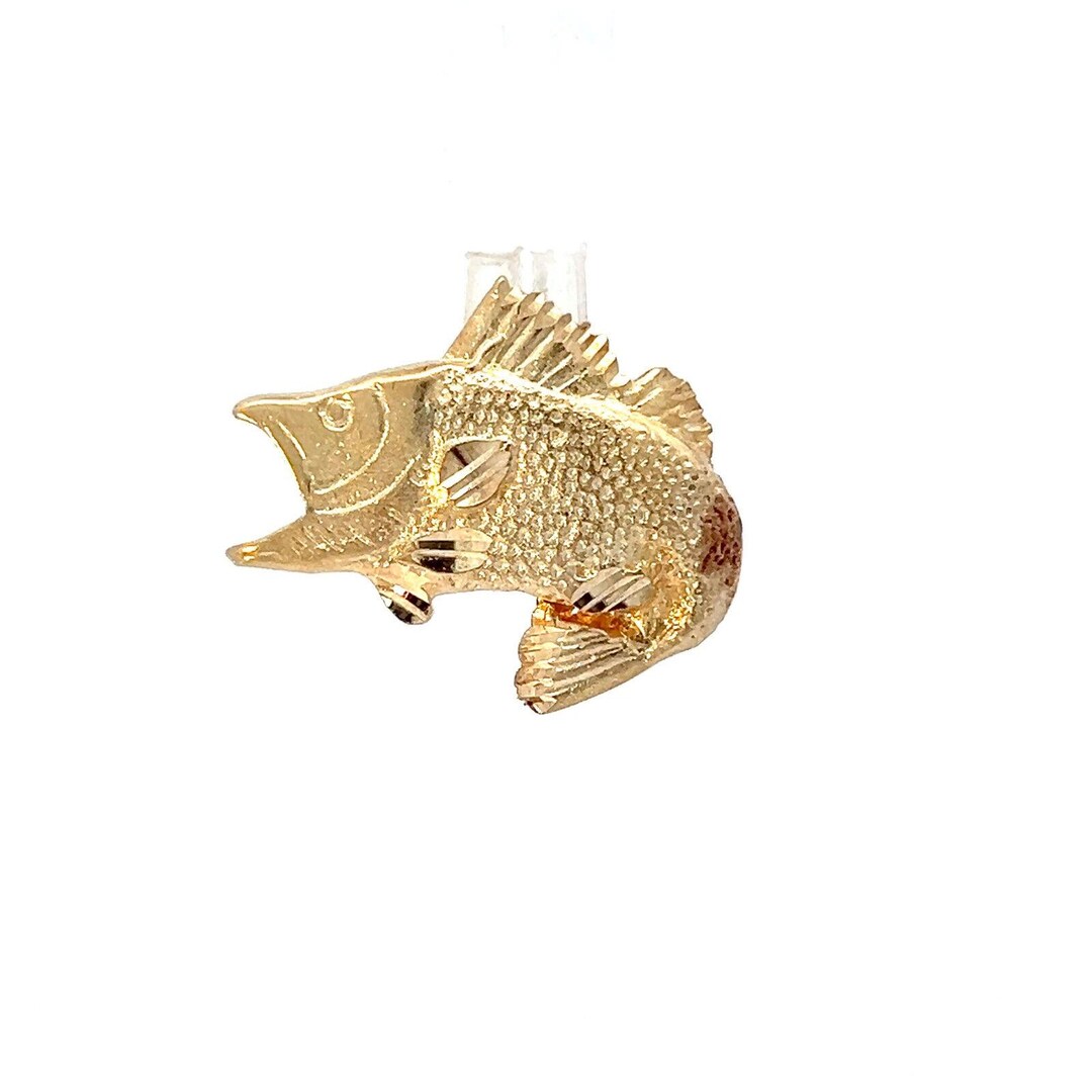 10k Yellow Gold Bass Fish Charm Necklace Pendant ~ 2.2g - Etsy