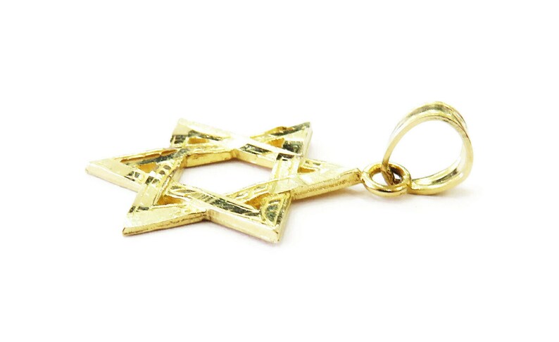 14K Yellow Gold Jewish Star of David Charm Necklace Pendant ~ 1.0g - Etsy