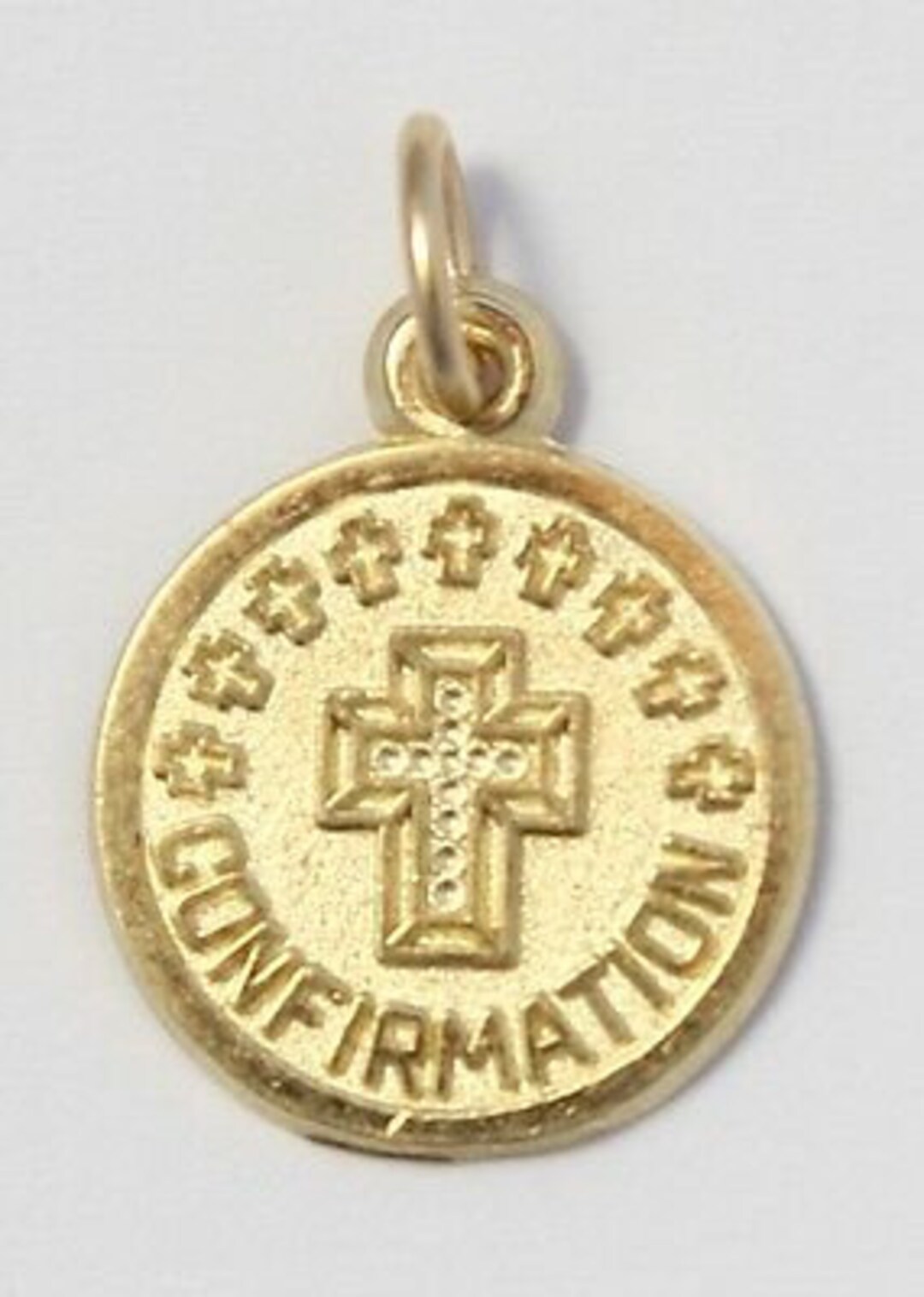 10k Yellow Gold Confirmation Cross Circle Charm Necklace Pendant - Etsy