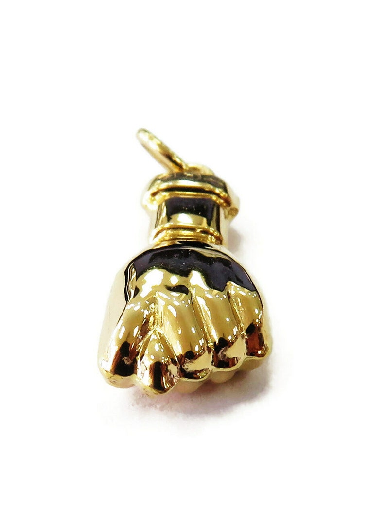 14K Yellow Gold Italian Good Luck Mano Fico Hand Charm Pendant Necklace ...