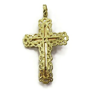 14K Yellow Gold Tri Color Gold Cross Crucifix Charm Necklace Pendant ...