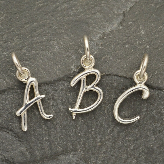 Sterling Silver 0.925 Initial Letter Script Alphabet Necklace - Etsy