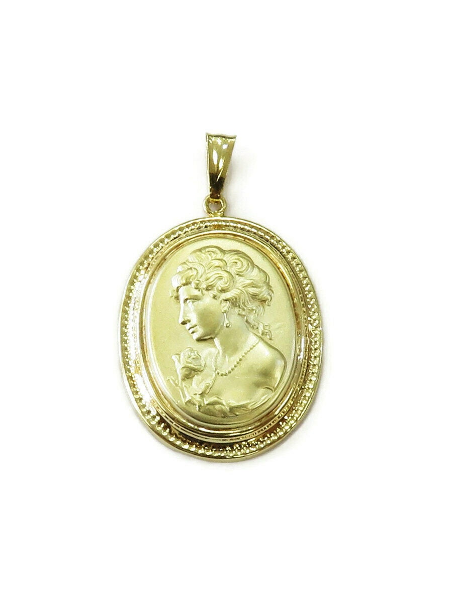 14K Yellow Gold Goddess Charm Necklace Pendant ~ 4.3g - Etsy UK