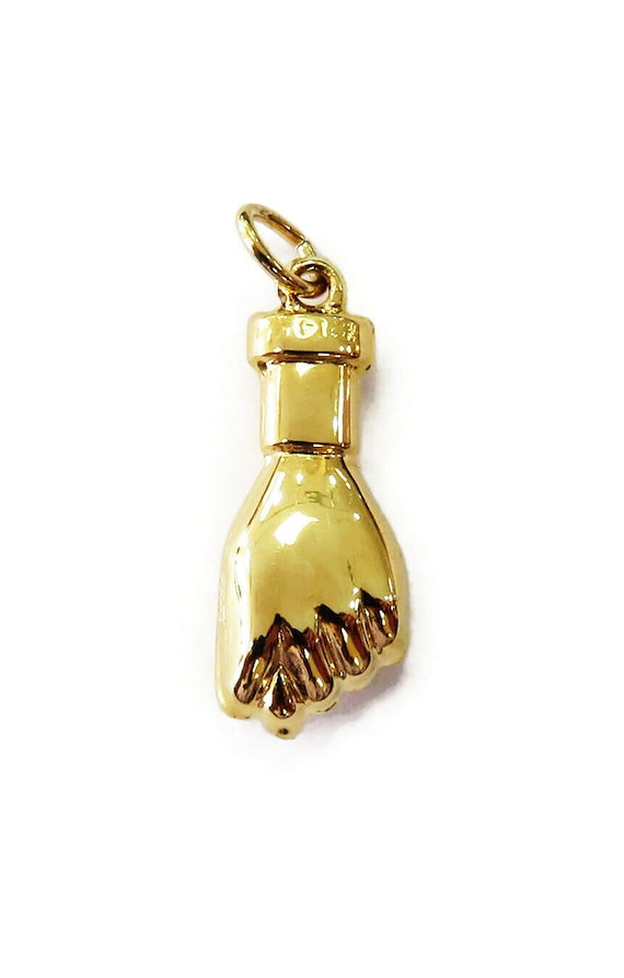 14K Yellow Gold Italian Good Luck Mano Fico Hand Charm Pendant | Etsy