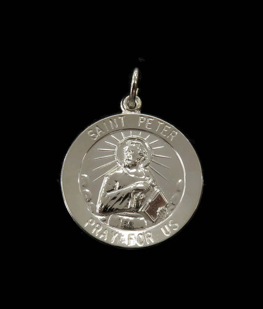 Sterling Silver 0.925 Saint Peter Medal Necklace Pendant Charm - Etsy