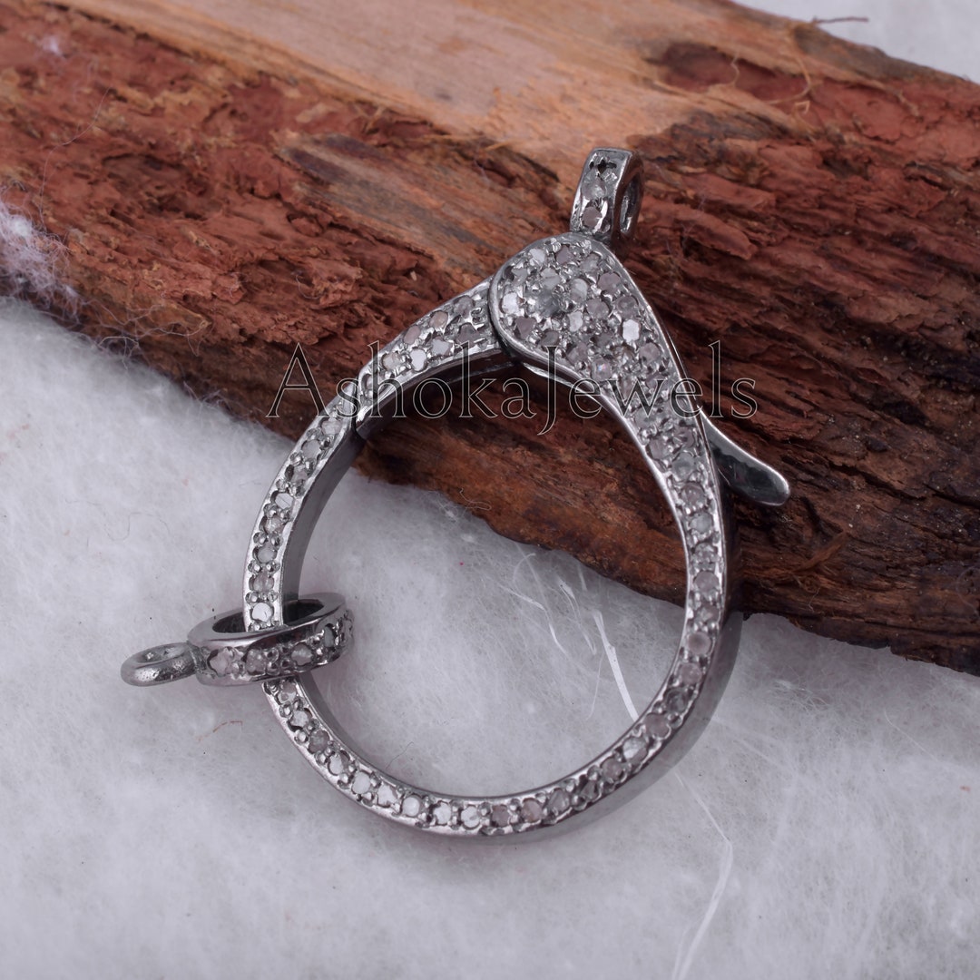22x35 Mm, Pave Diamond Lock Clasp Findings, Double Sided Diamonds, Pave ...