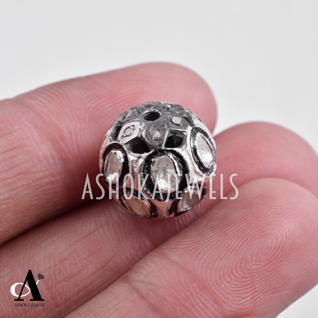 Rose Cut Pave Diamond Beads, Diamond Beads Findings, Diamond Balls, 925 ...