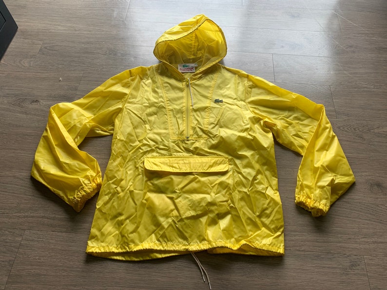 Vintage Alligator Lacoste Yellow Anorak Rain Jacket Size Large Pristine ...