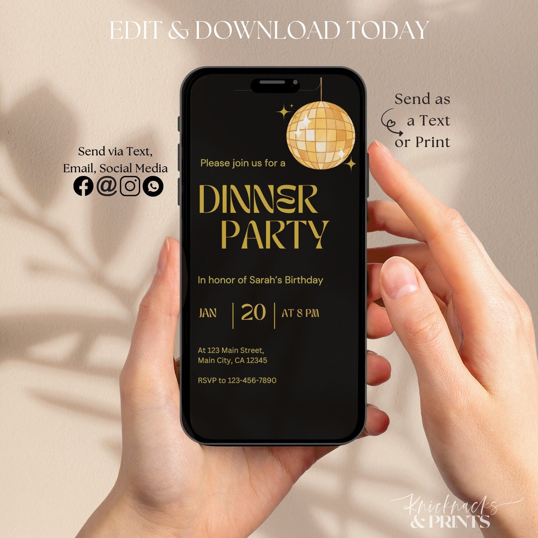 Retro Dinner Party Text Message Invitation Retro Birthday - Etsy