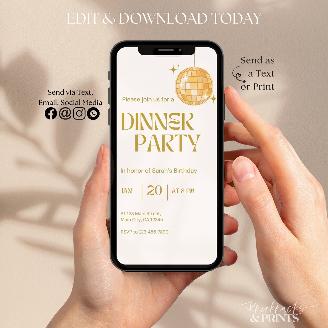 Editable Retro Dinner Party Invitation Retro Birthday Party - Etsy