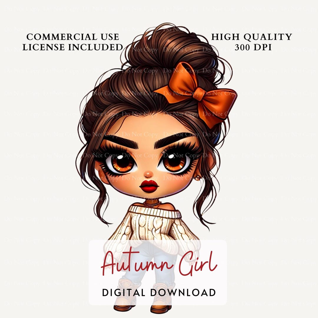 Autumn Girl Clipart, Fall Fashion Girl PNG Graphic, Pumpkin Spice ...