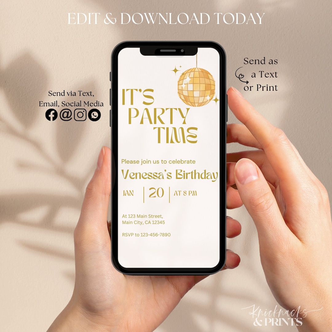 Retro Birthday Party Text Message Invitation, Editable Birthday Dinner ...