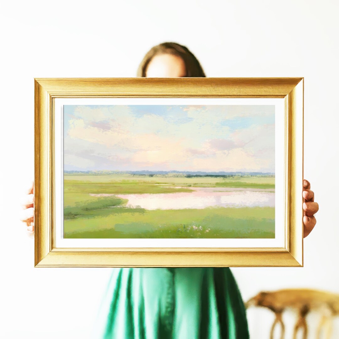 Grandmillenial Wall Decor | Marsh Green Blue Nursery Art | Pastel ...