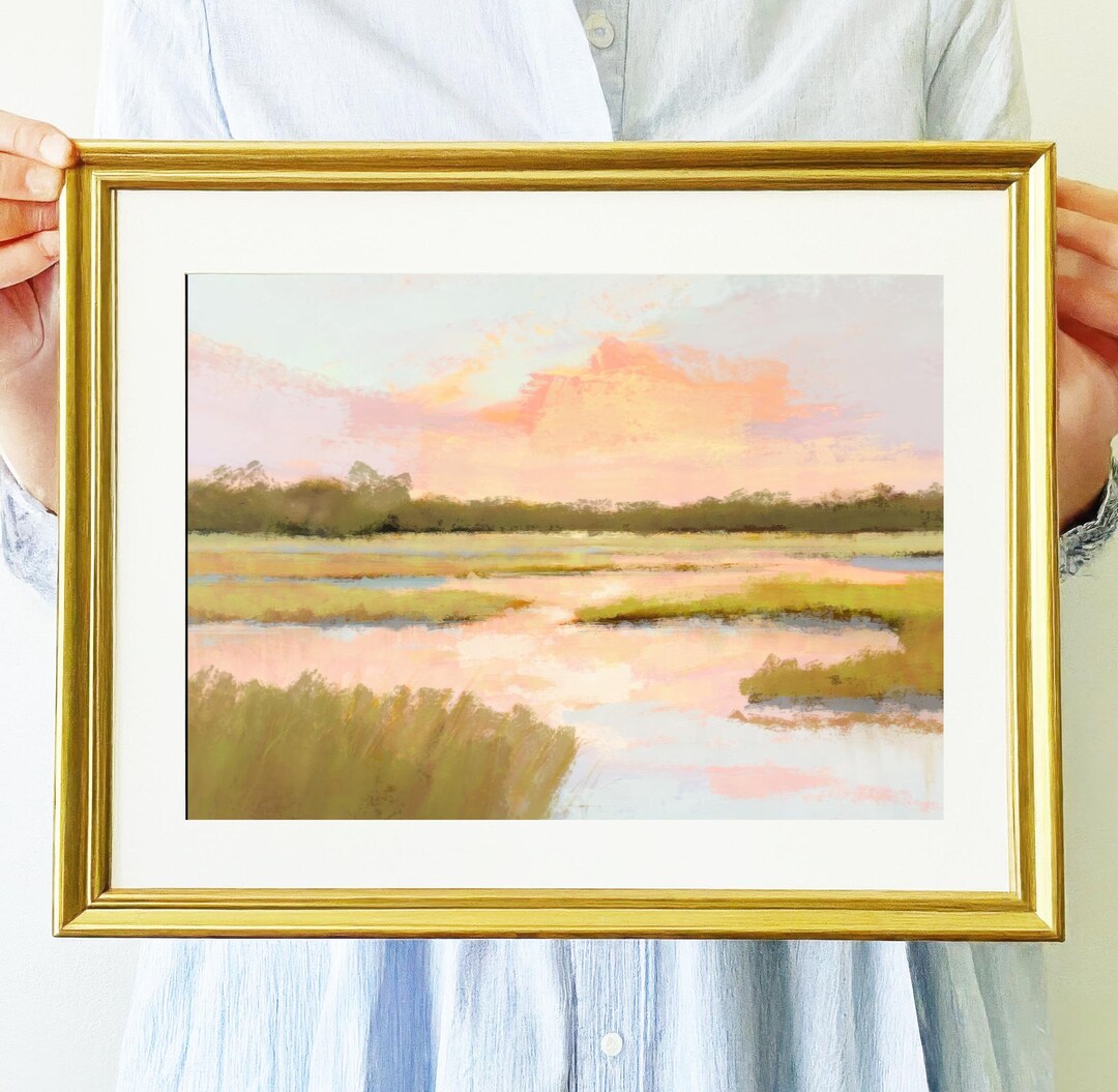 Grandmillenial Wall Decor | Nursery Pastel Landscape Digital Art Print ...
