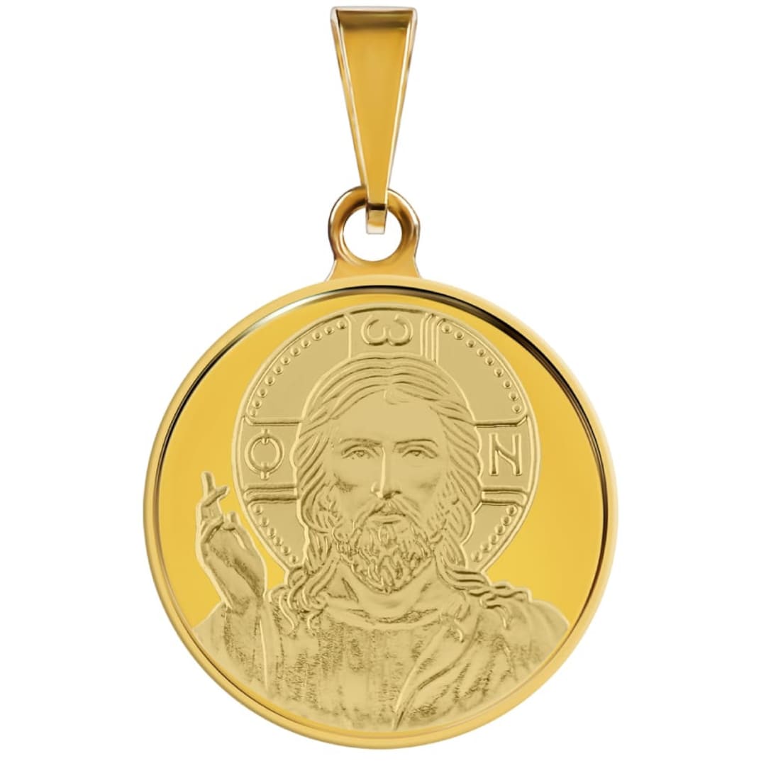 Jesus Christ 18ct Yellow Gold Medal Pendant Necklace 0.06 Oz 16mm - Etsy UK