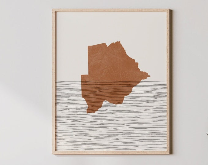 Botswana Print, Motswana Gift, Minimalistic Country Map Poster, BW Line ...