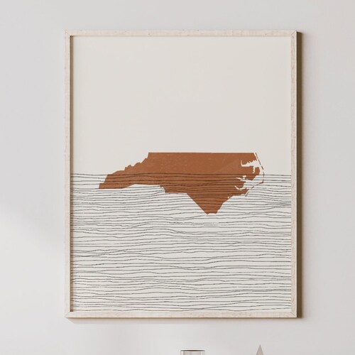 North Carolina State Print Coast // State Map Silhouette - Etsy